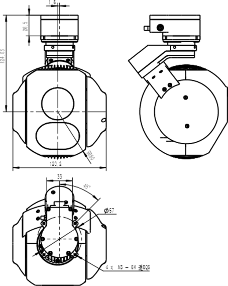 Three Axis Gyro Stabilized Gimbal Airborne Electro Optical Pod EO Sensor Three Axis Gyro Stabilized Gimbal Airborne Electro Optical Pod EO Sensor