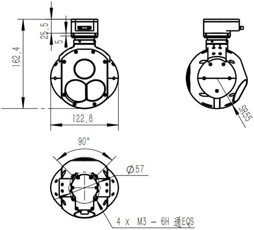Three Sensor Two Axis Electro Optical Tracking UAV Gimbal Payload