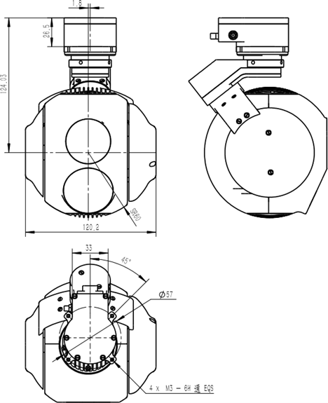 Three Axis Network Version 1920x1080 Electro Optical Radar EO IR Sensor